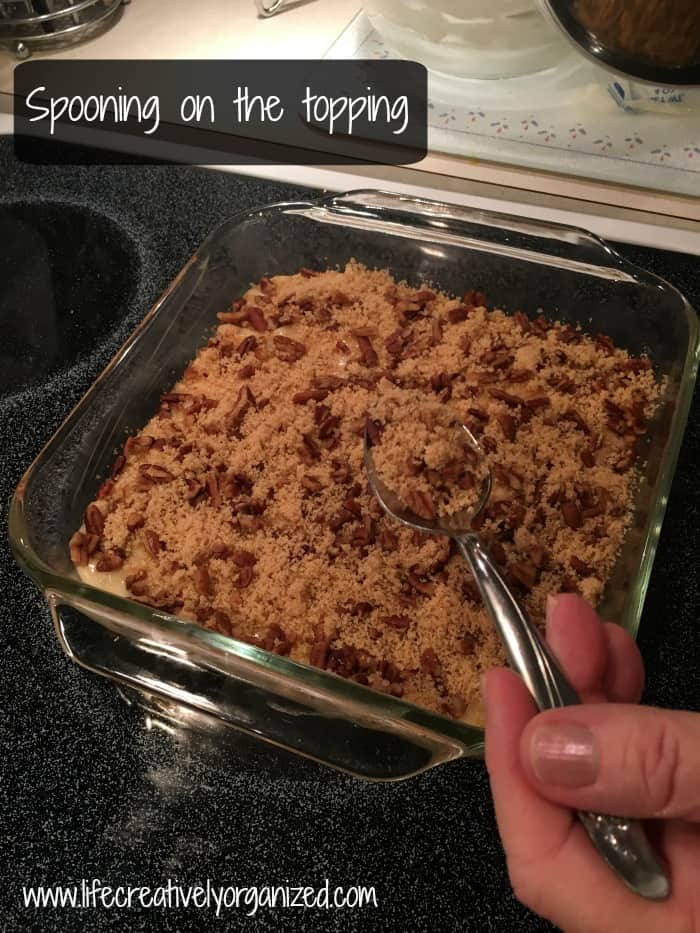 spooning topping on Duncan's Dessert - LIFE, CREATIVELY ORGANIZED