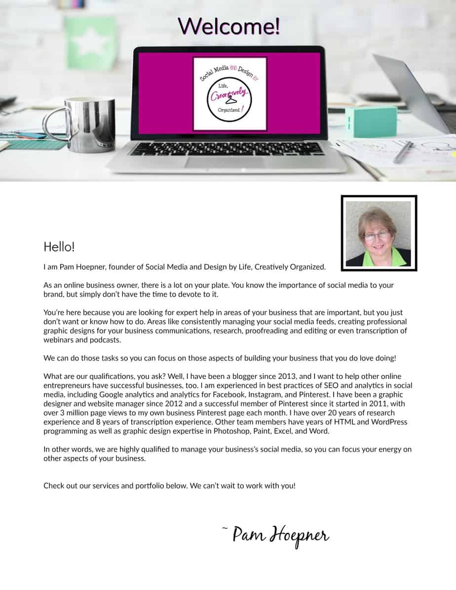 welcome page - LIFE, CREATIVELY ORGANIZED