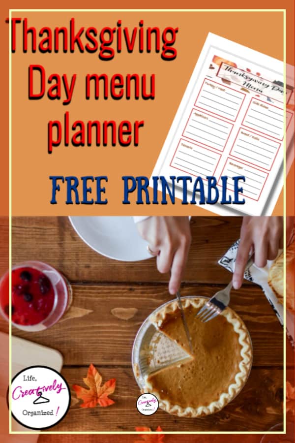 New Thanksgiving Menu planner - LIFE, CREATIVELY ORGANIZED