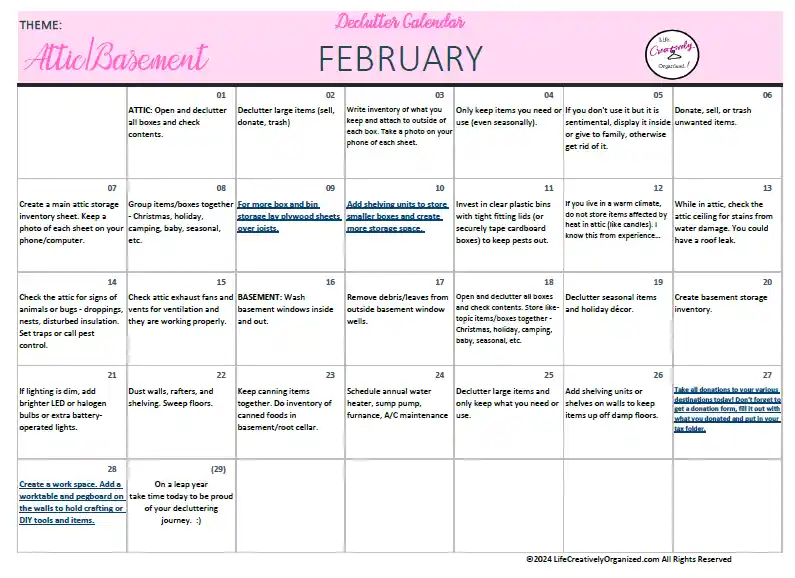 FEB Perpetual monthly declutter calendar thumbnail - LIFE, CREATIVELY ...